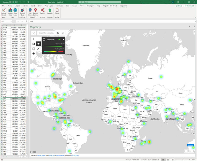 Excel Maps Add-In | Geocoding API | Location Intelligence | Mapcite