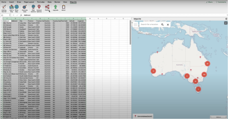 Excel Maps Add In Capability - Mapcite
